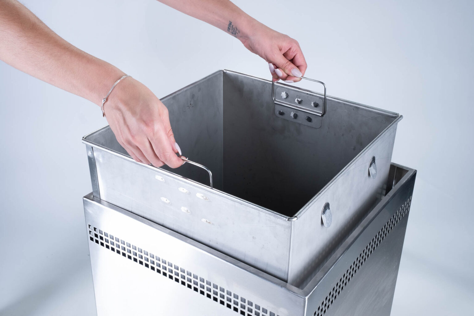 Open-Top Waste Container in Stainless Steel