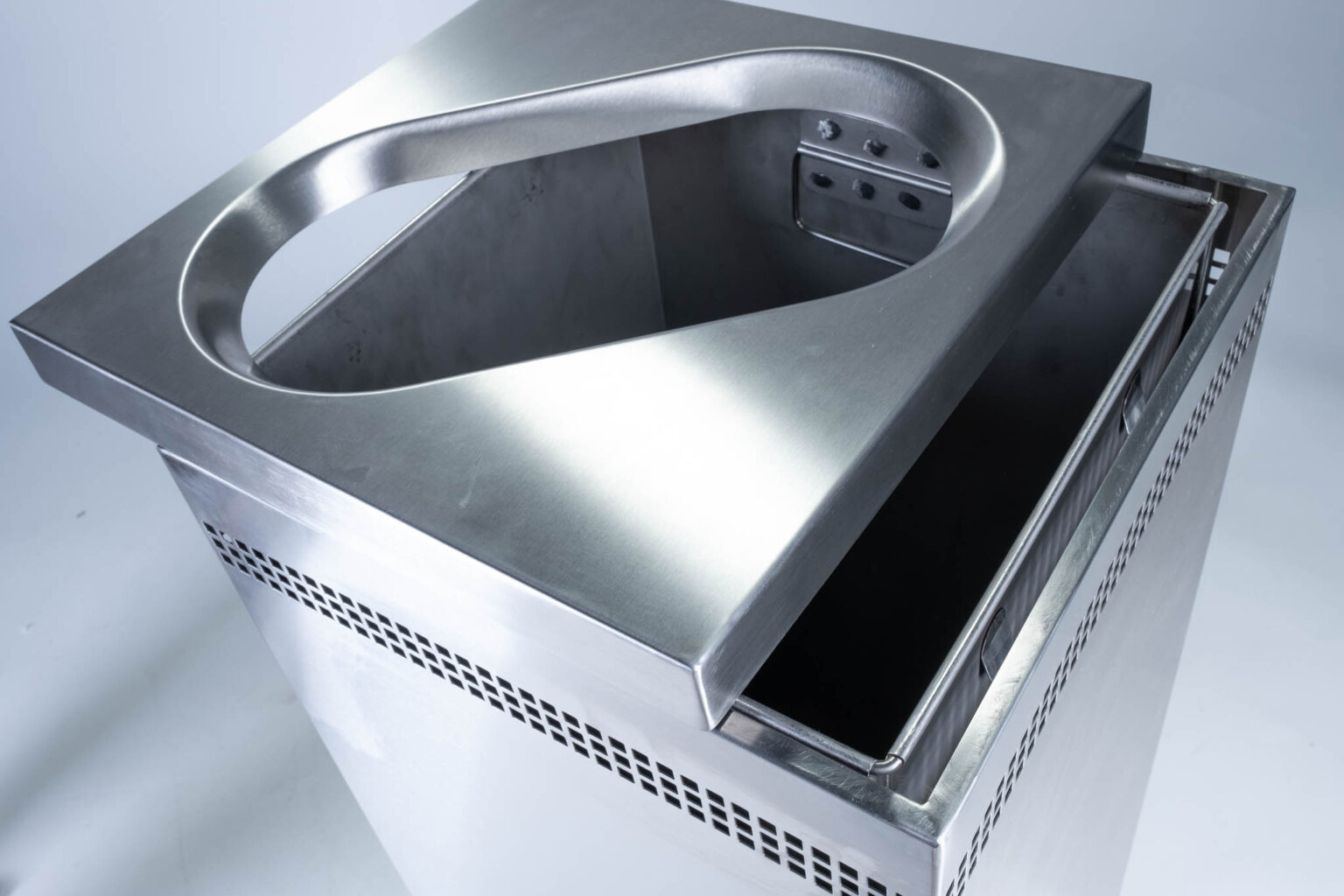 Open-Top Waste Container in Stainless Steel